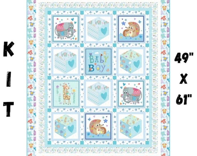 Gender Reveal Baby Boy Quilt KIT - 49.5” X 60.75” - Baby Love Fabric by ...