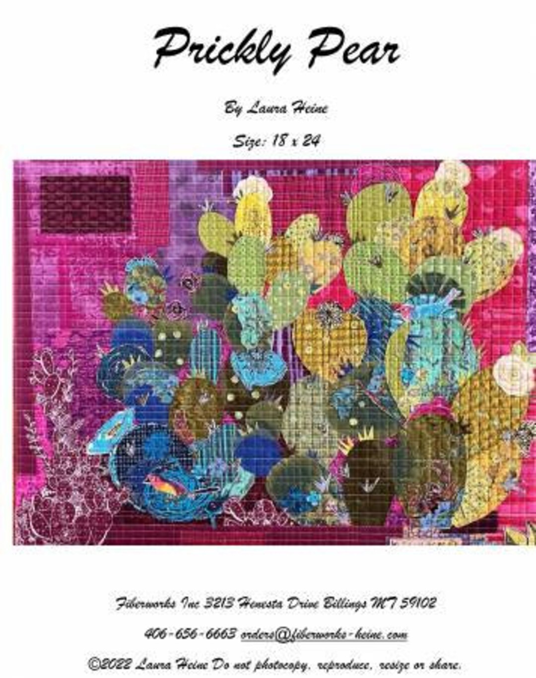 Prickly Pear Cactus Collage Pattern by Laura Heine Fiberworks ...
