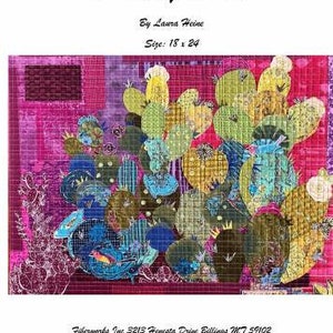 Prickly Pear Cactus Collage Pattern by Laura Heine Fiberworks ...