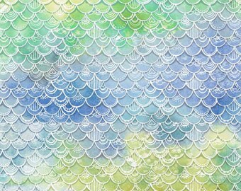 Mermaid Fabric Mermaid Scales in Blue and Green by Elena - Etsy