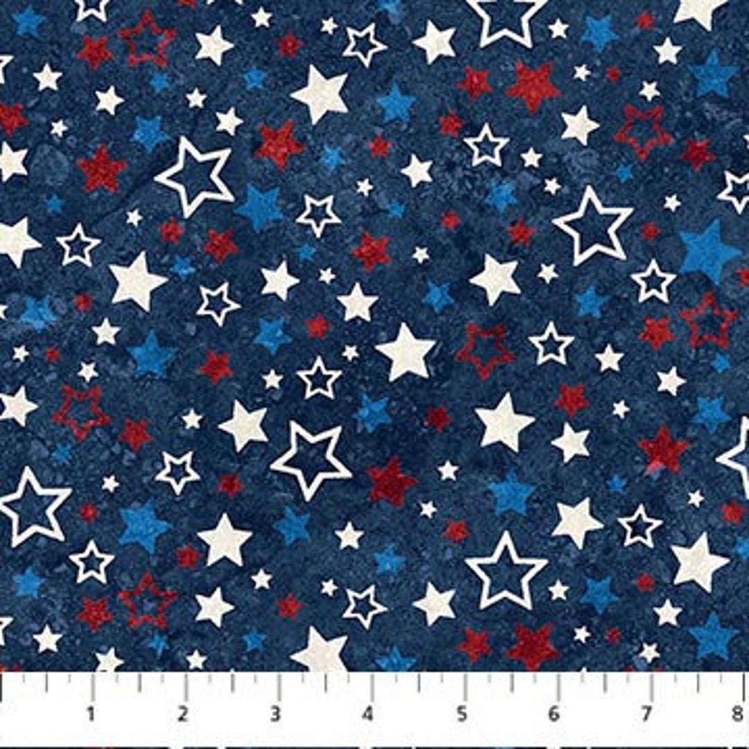 Multicolor Stars on Navy - Stars and Stripes 12 - Priced by the Half ...
