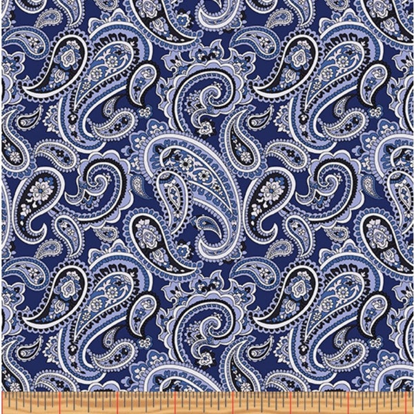 Navy Blue Paisley Fabric - Etsy