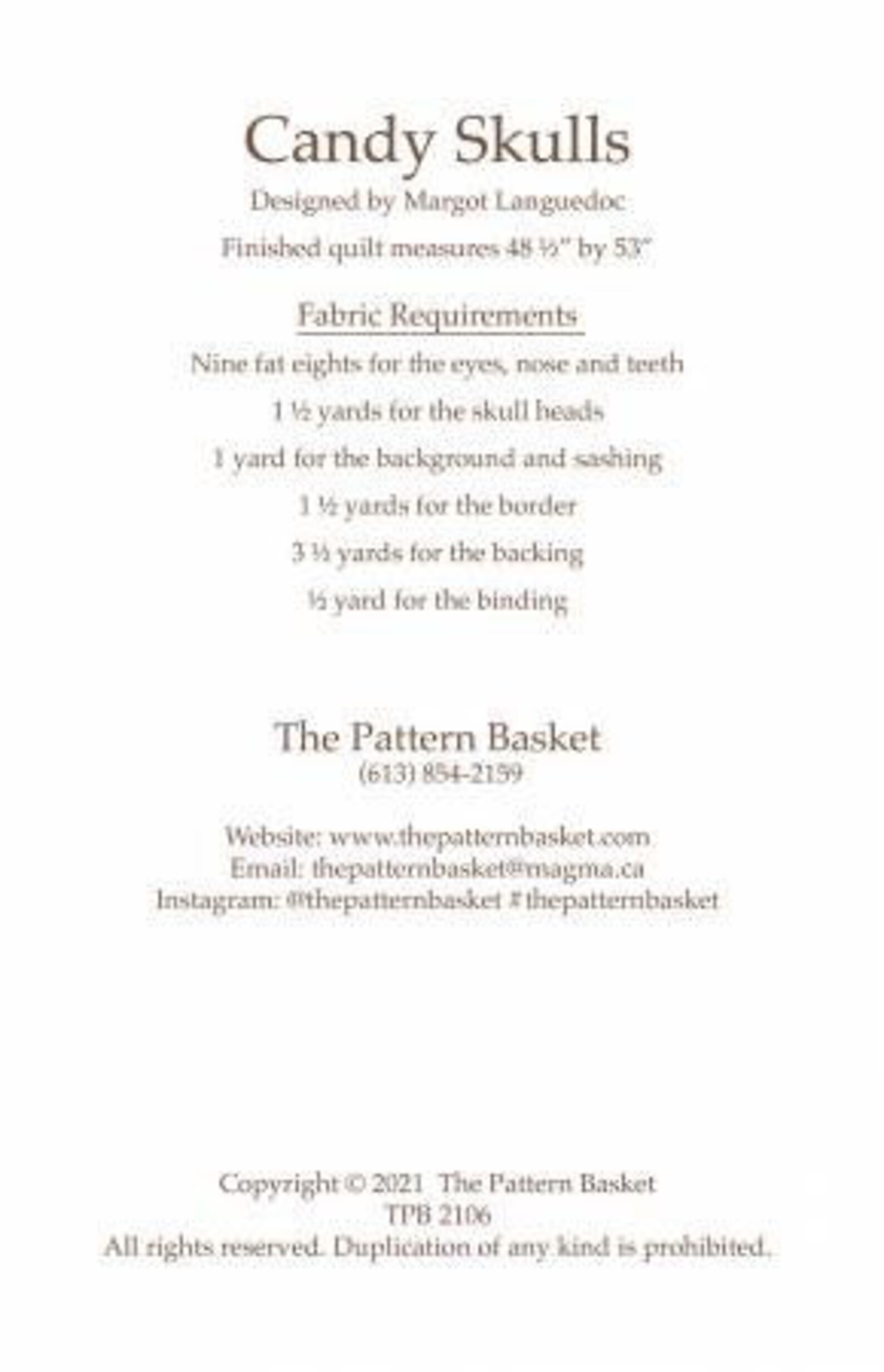 Candy Skulls Quilt Pattern Halloween Quilt the Pattern | Etsy