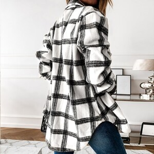 Retro Plaid Long-sleeved Shirt Jacket Women Women Long Flannel ...