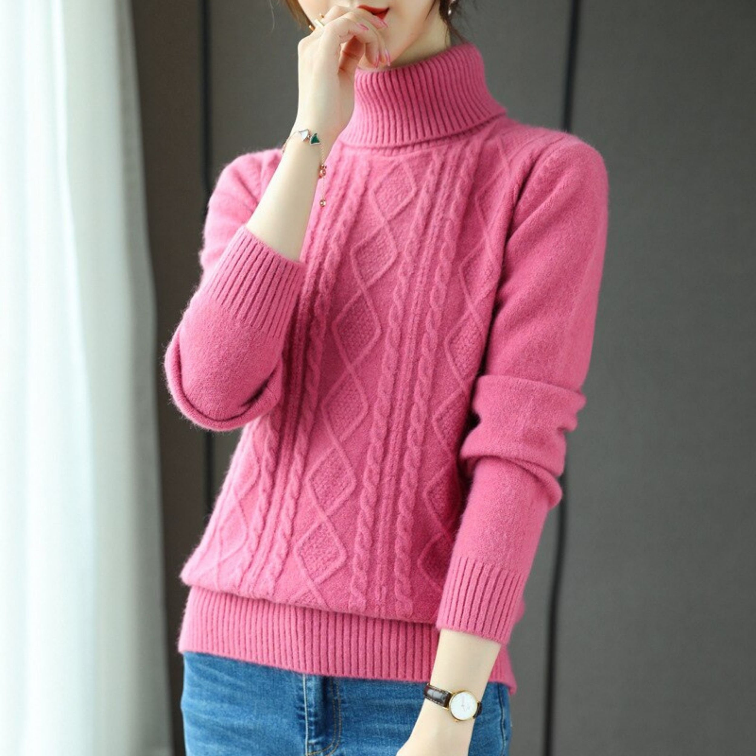 Reine Wolle Pullover / Modische Rollkragen Frauen Pullover / Weiche ...