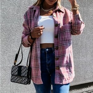 Retro Plaid Long-sleeved Shirt Jacket Women Women Long Flannel ...