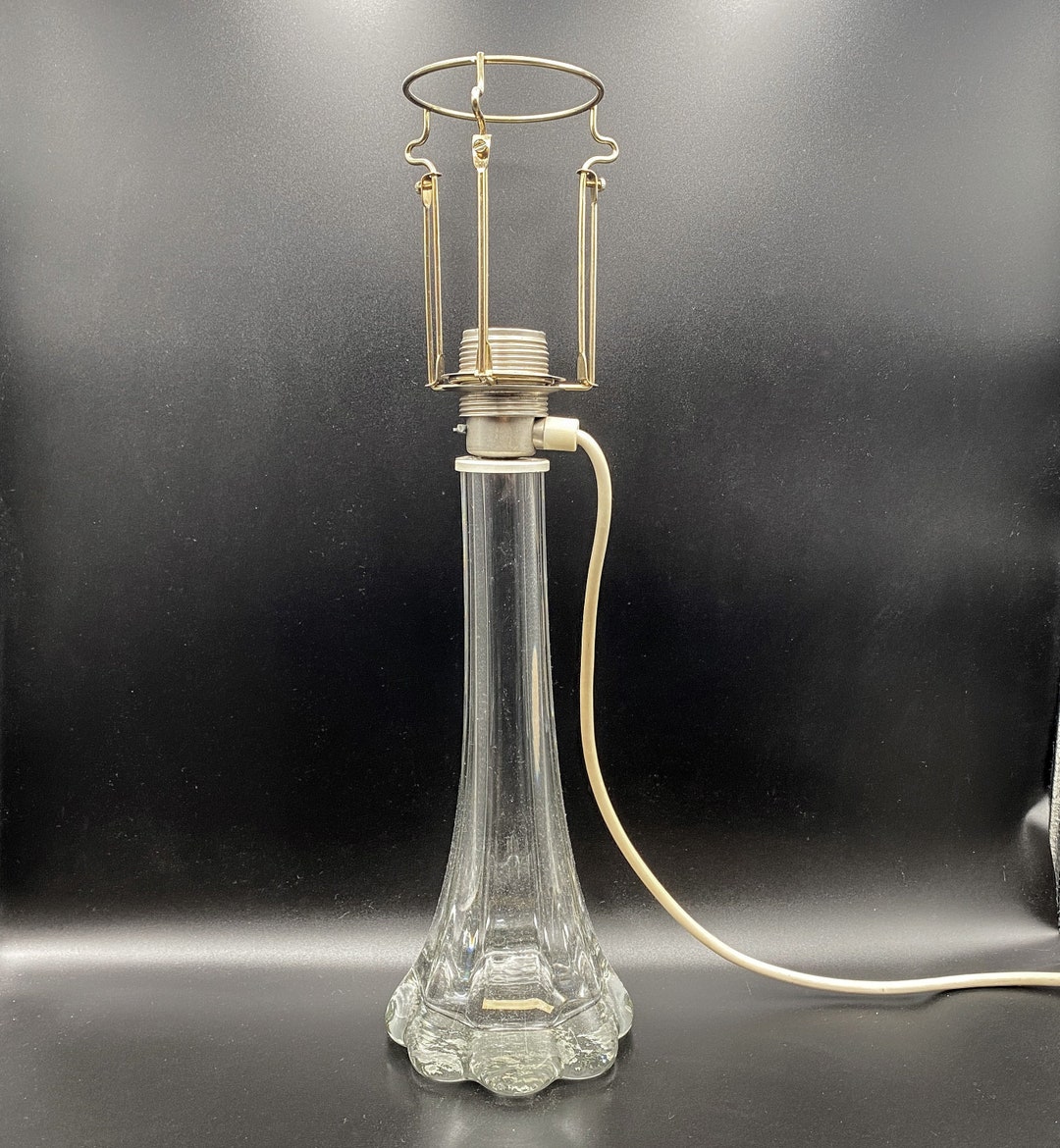 Art Deco Crystal Glass Desk Lamp Base / Tall Vintage Table Lamp ...