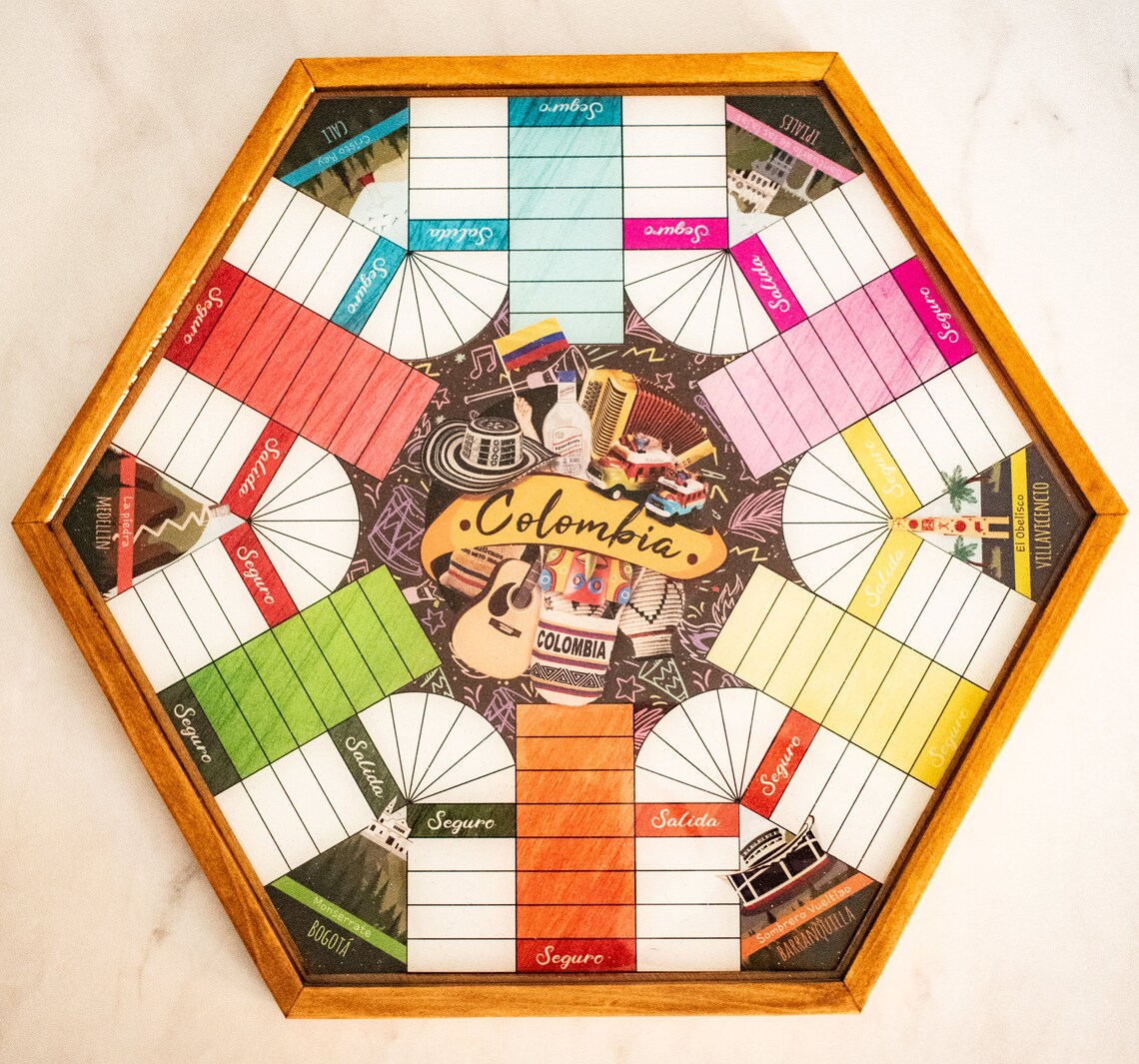 Parcheesi Board for 6 Players COLOMBIA BOARD. Hand Made With - Etsy
