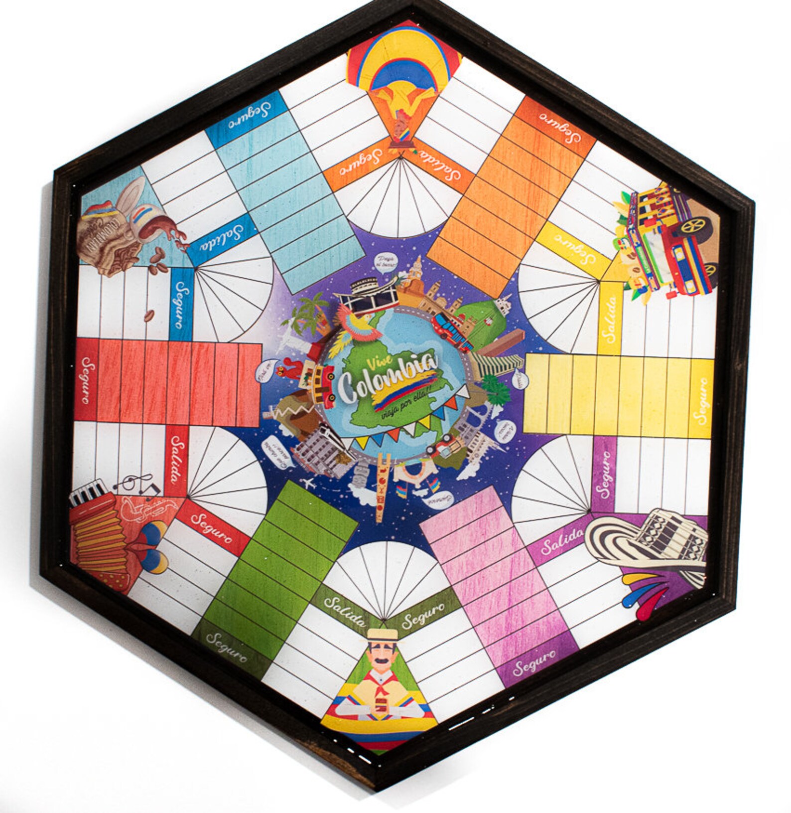 Parcheesi Board for 6 Players - COLOMBIAN BOARD. Hand Made With Wood ...