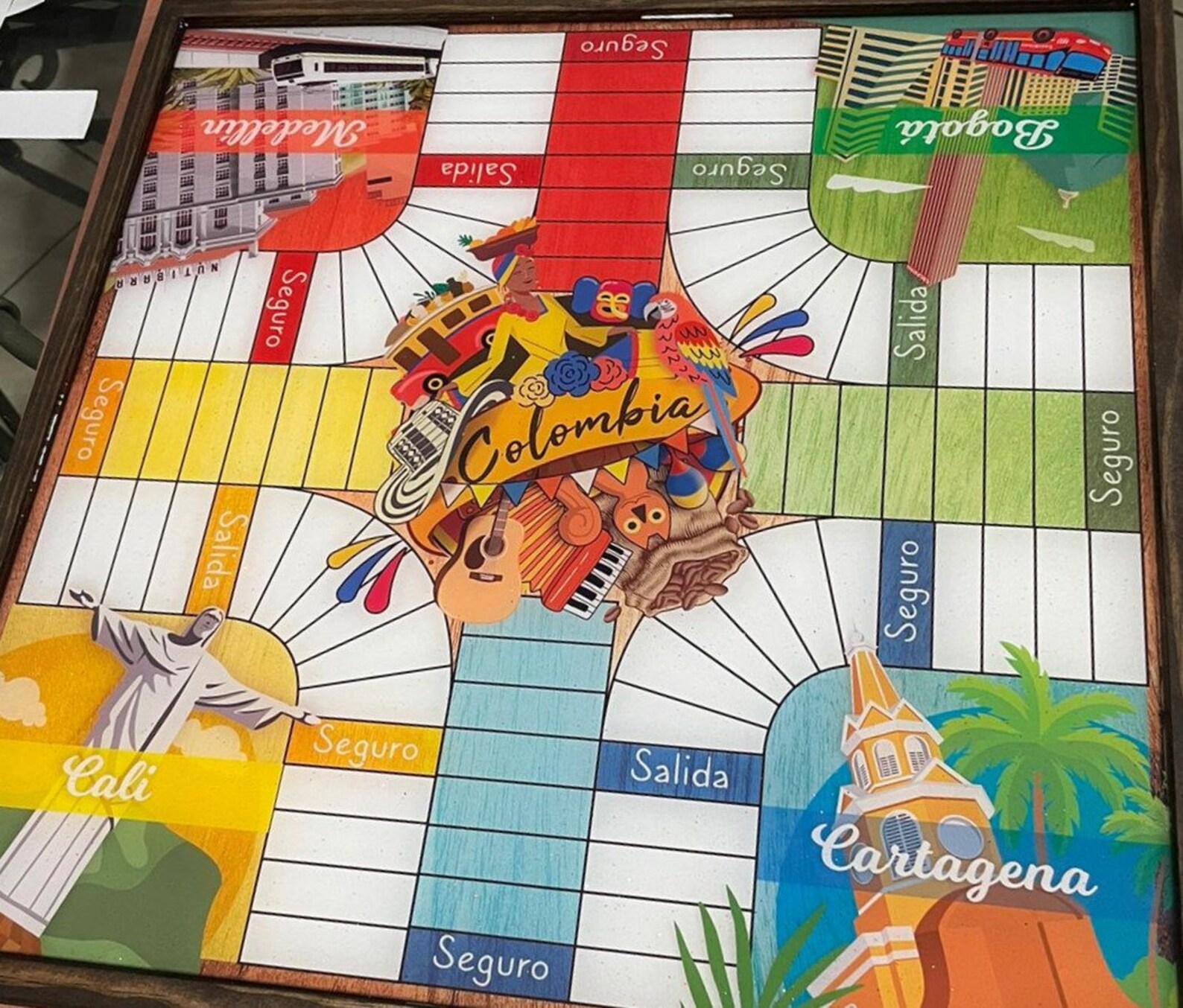 Parcheesi Board for 4 Players COLOMBIA BOARD. Hand Made With Wood ...