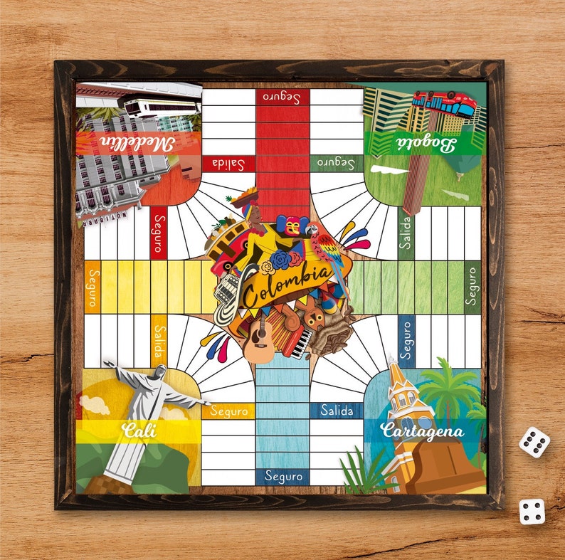 Parcheesi Board for 4 Players - COLOMBIA BOARD. Hand Made With Wood ...