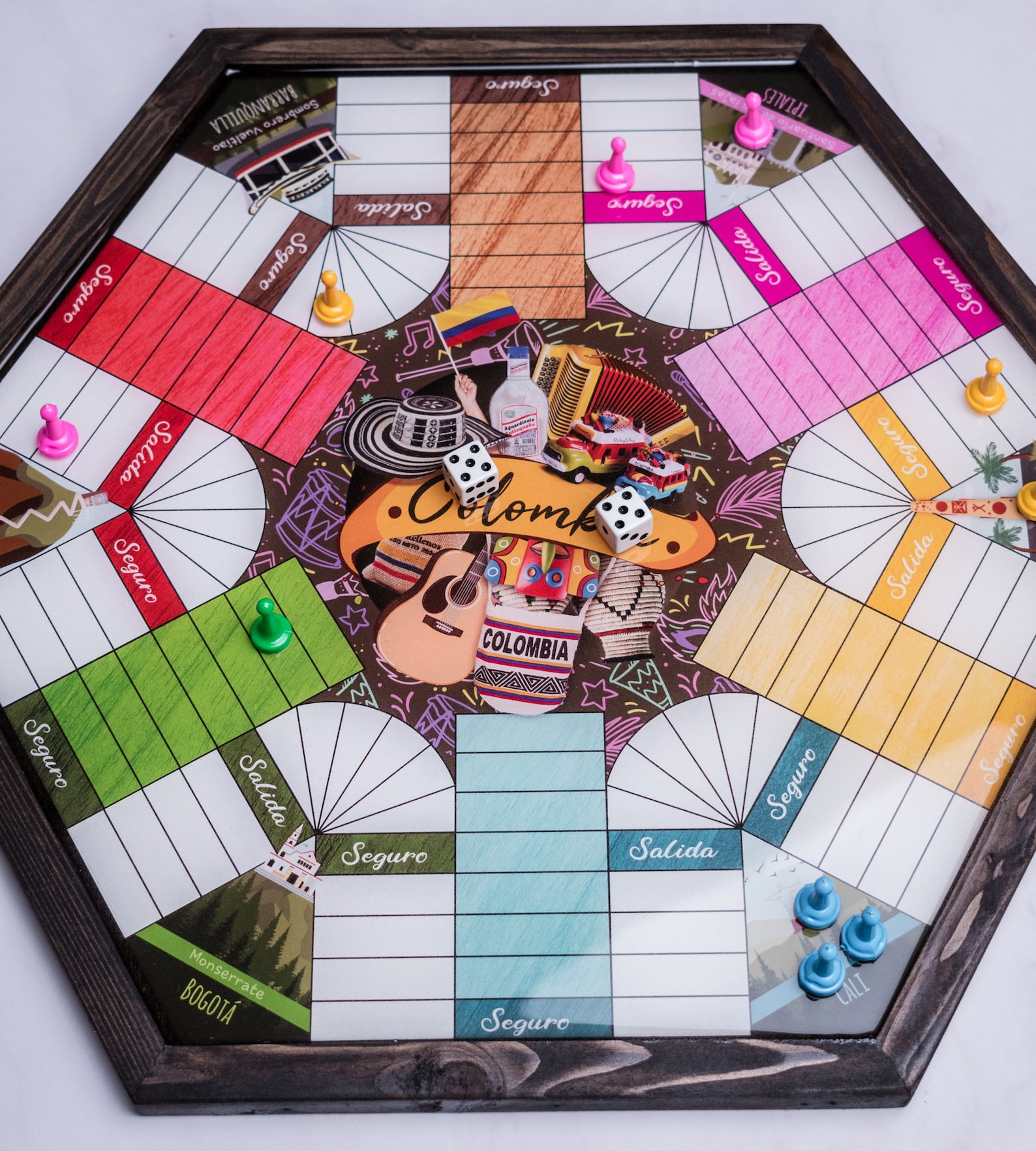 Parcheesi Board for 6 Players COLOMBIA BOARD. Hand Made With - Etsy