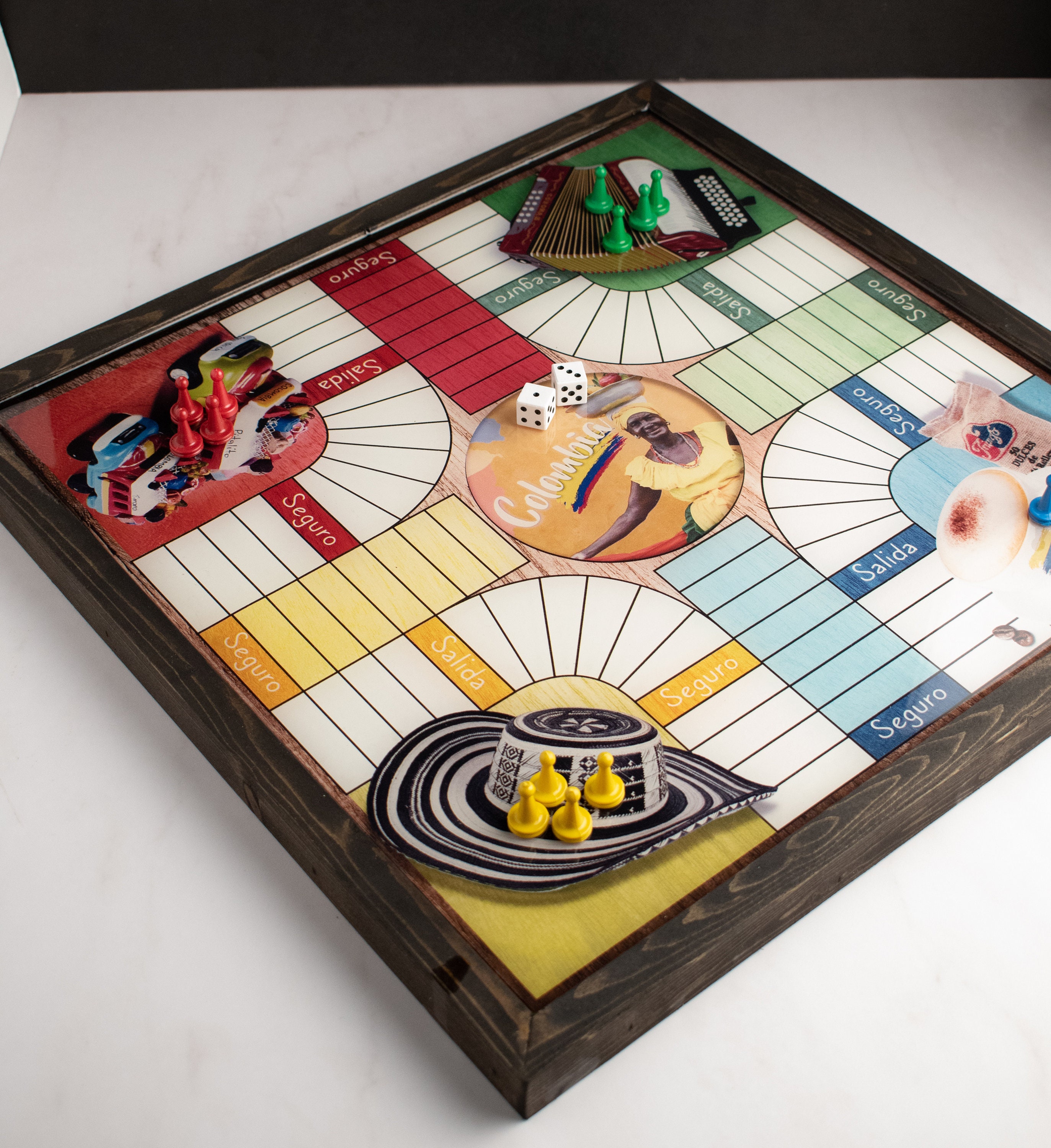 Parcheesi Board for 4 Players - COLOMBIA BOARD. Hand Made With Wood ...