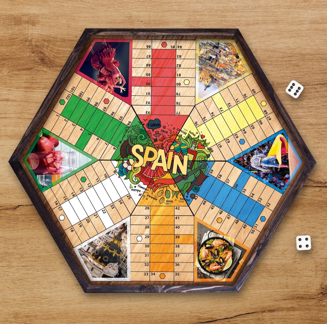 Parcheesi Board for 6 Players - SPAIN BOARD. Hand Made With Wood ...