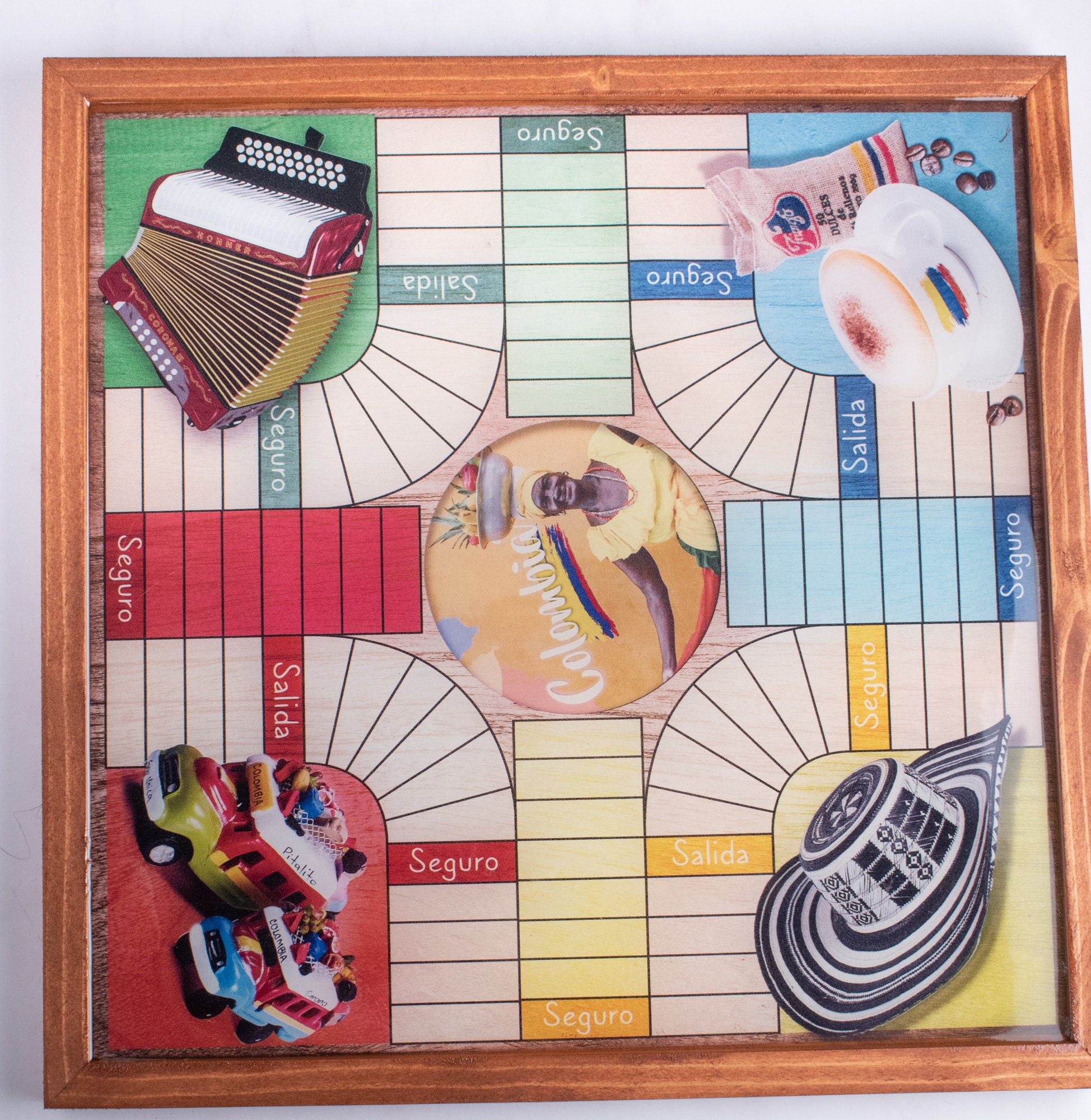 Parcheesi Board for 4 Players - COLOMBIA BOARD. Hand Made With Wood ...