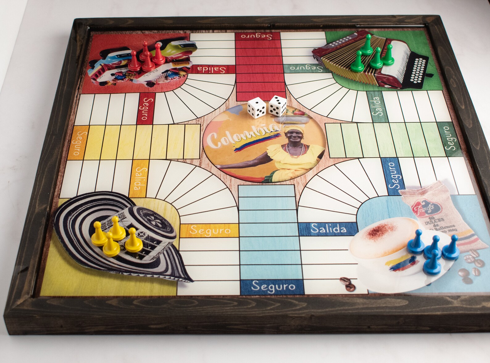 Parcheesi Board for 4 Players COLOMBIA BOARD. Hand Made With - Etsy