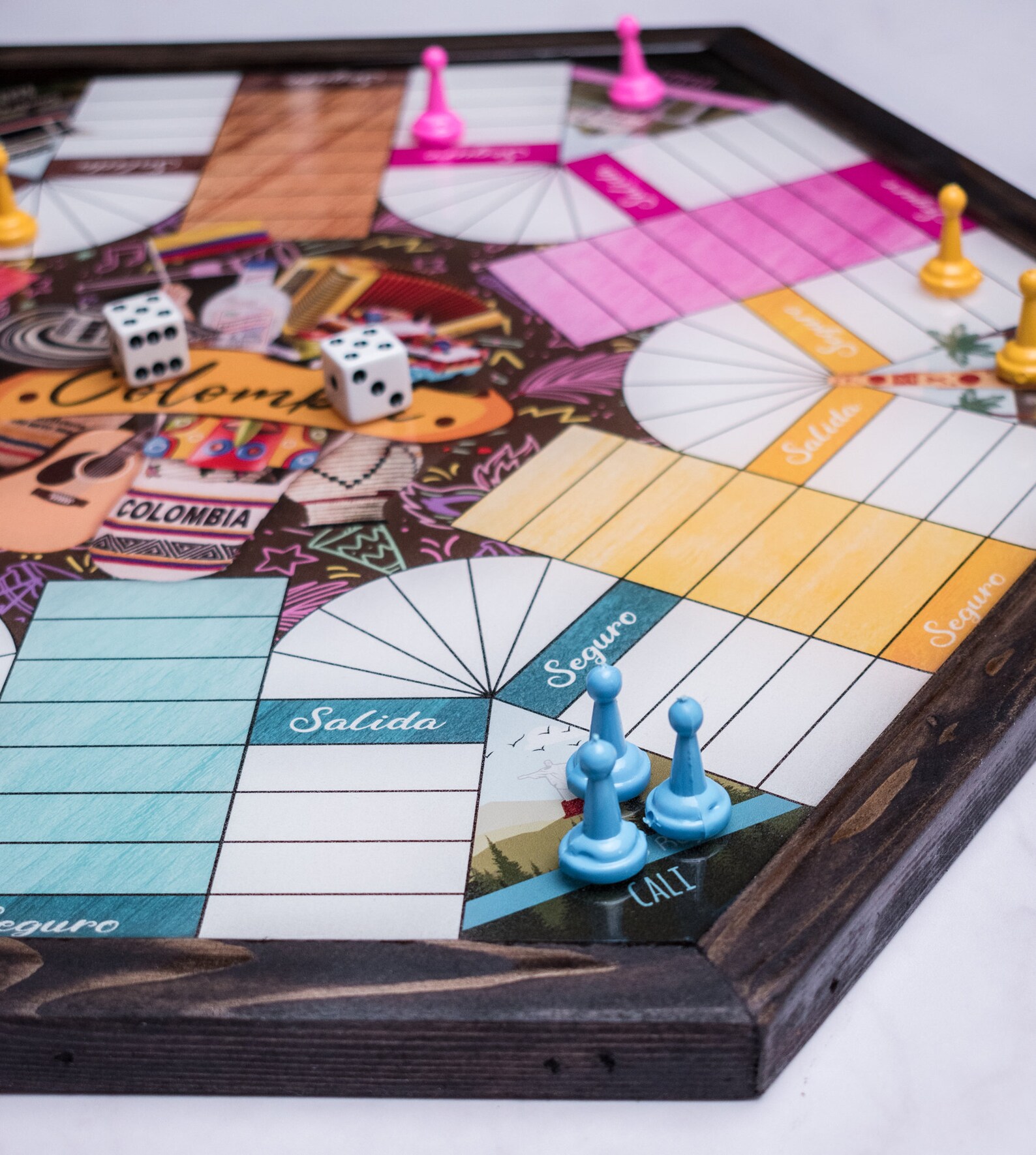 Parcheesi Board for 6 Players - COLOMBIAN BOARD. Hand Made With Wood ...