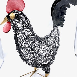 Hand Forged Recycled. Metal Wired Rooster - Etsy