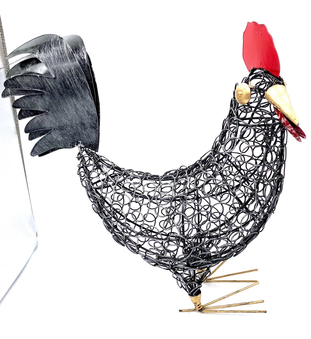 Hand Forged Recycled. Metal Wired Rooster - Etsy