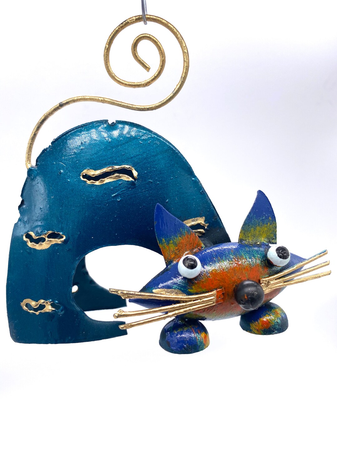 Hunch Back Cat Ornamento de árbol de Navidad de metal reciclado - Etsy ...