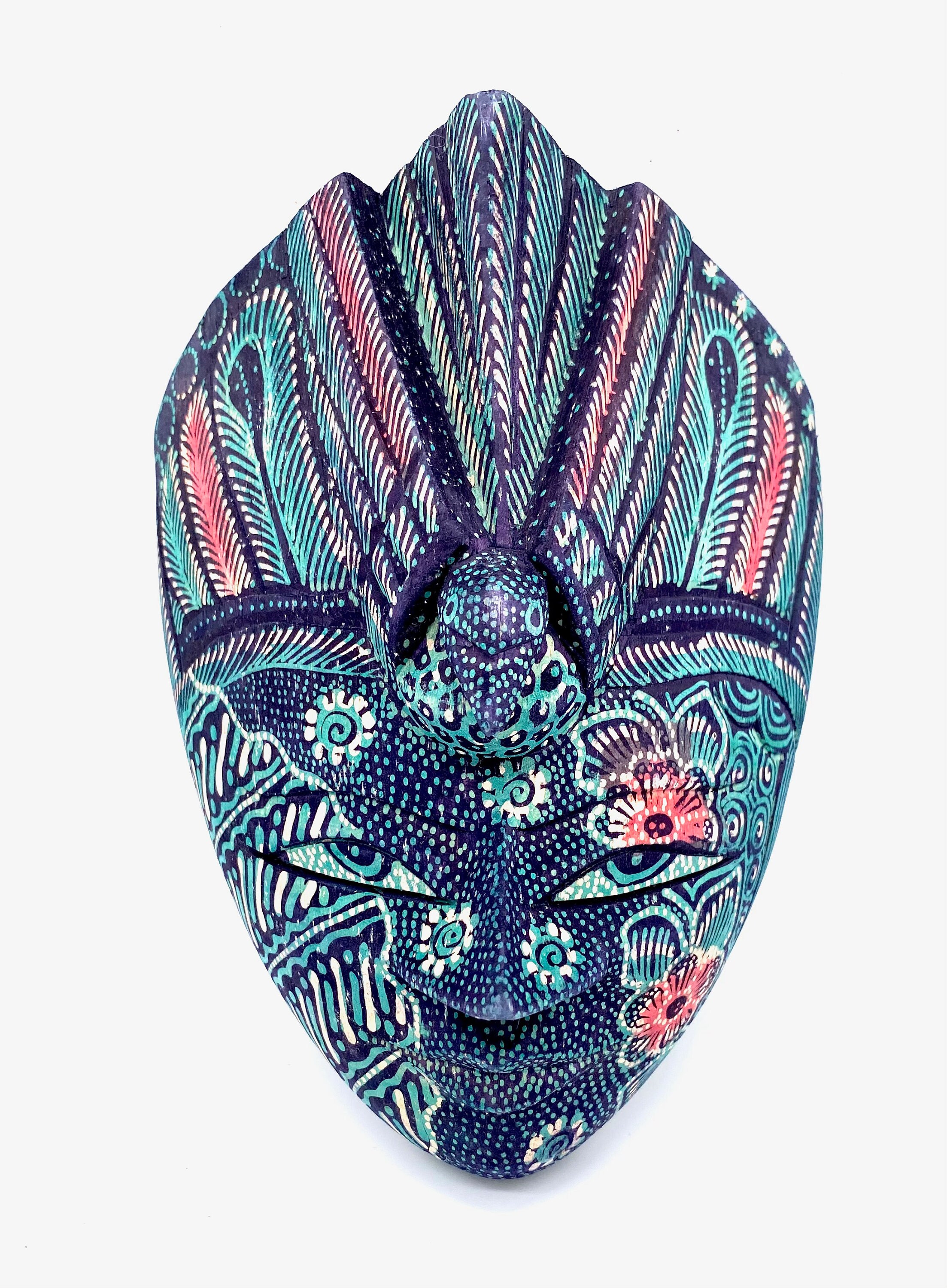 Hand Carved and Painted Javanese Batik Mask - Etsy