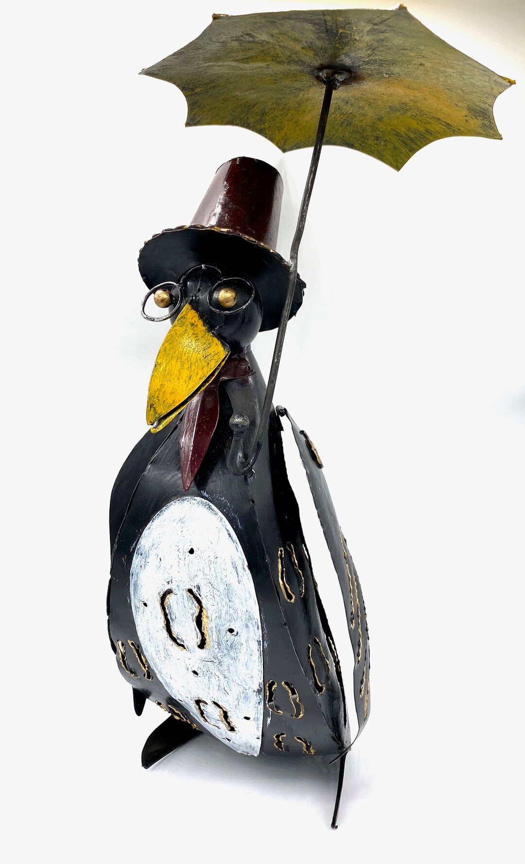 Recycled Metal Penguin With Umbrella Candle Holder - Etsy
