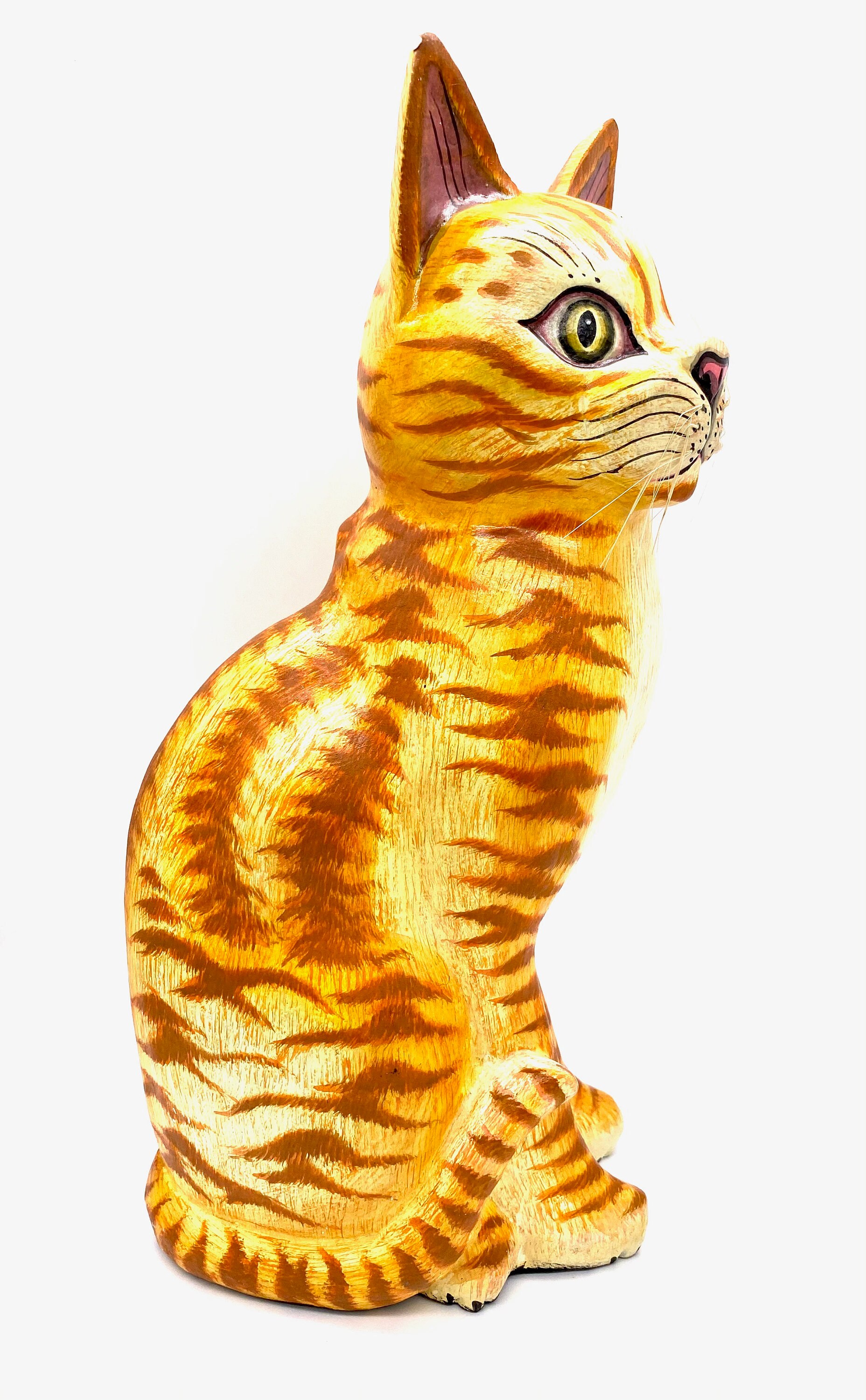 Yellow Tabby Cat Intricately Painted With Faux Whiskers - Etsy UK