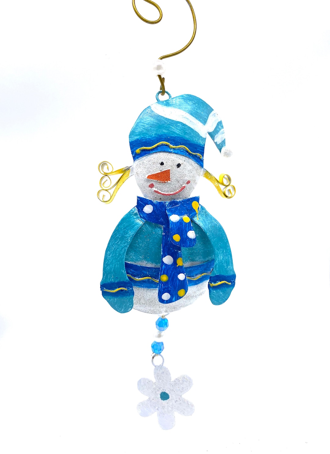 Snowman Blue Scarf Christmas Tree Ornament - Etsy