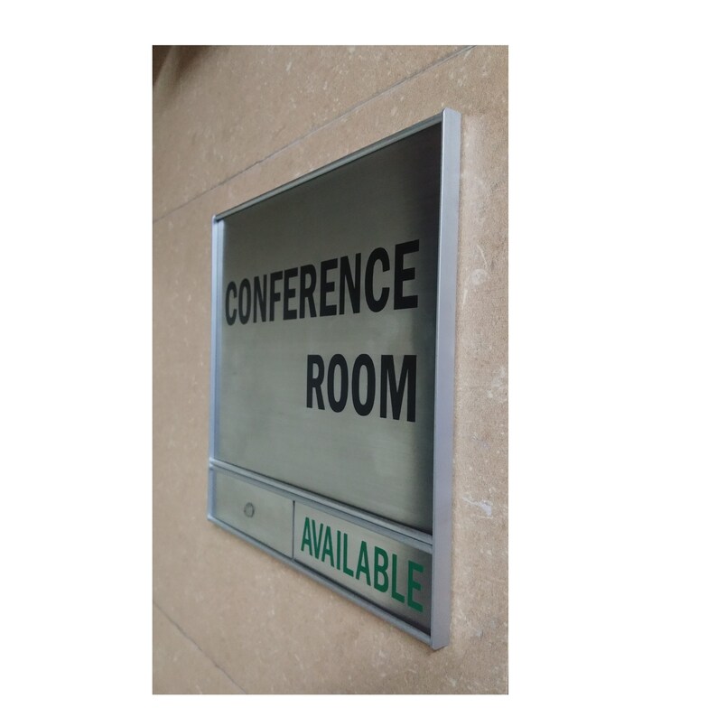 Conference Room AVAILABLE / OCCUPIED Slider Door Nameplate Silver ...