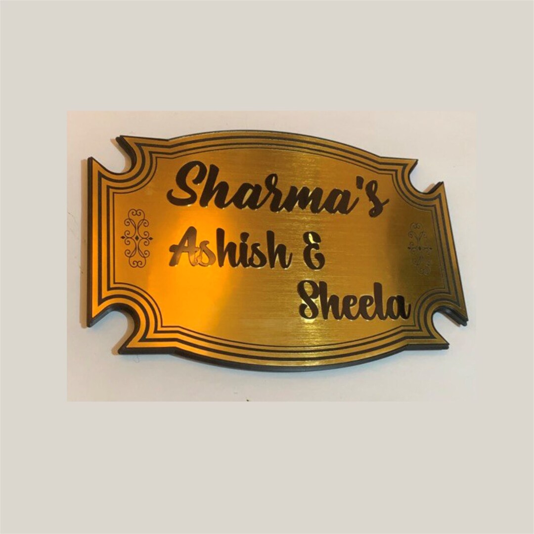 Personalized Gold Brushed Name Plate Made by Acrylic and 3D Side Wall ...