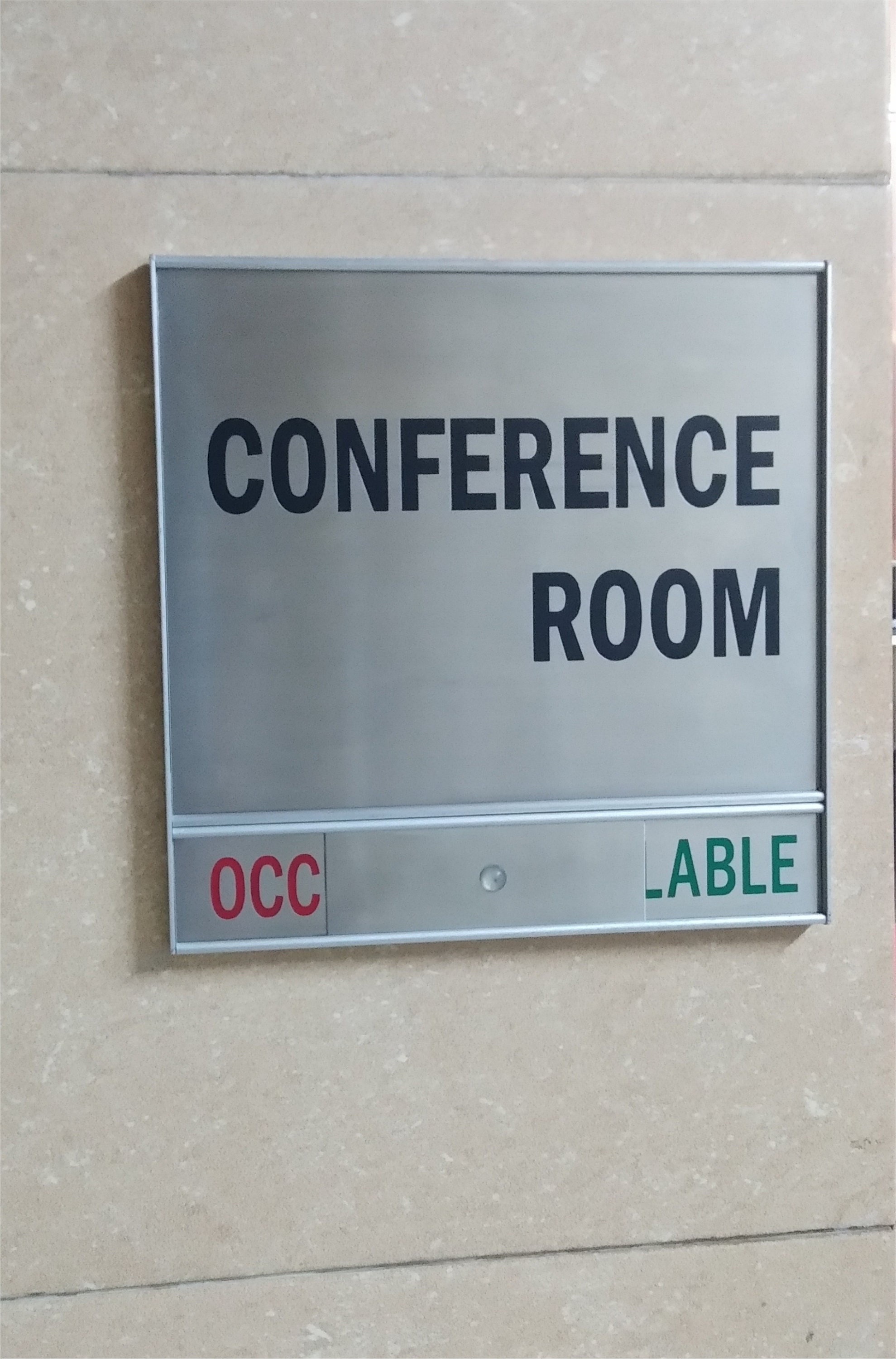 Conference Room AVAILABLE / OCCUPIED Slider Door Nameplate Silver ...