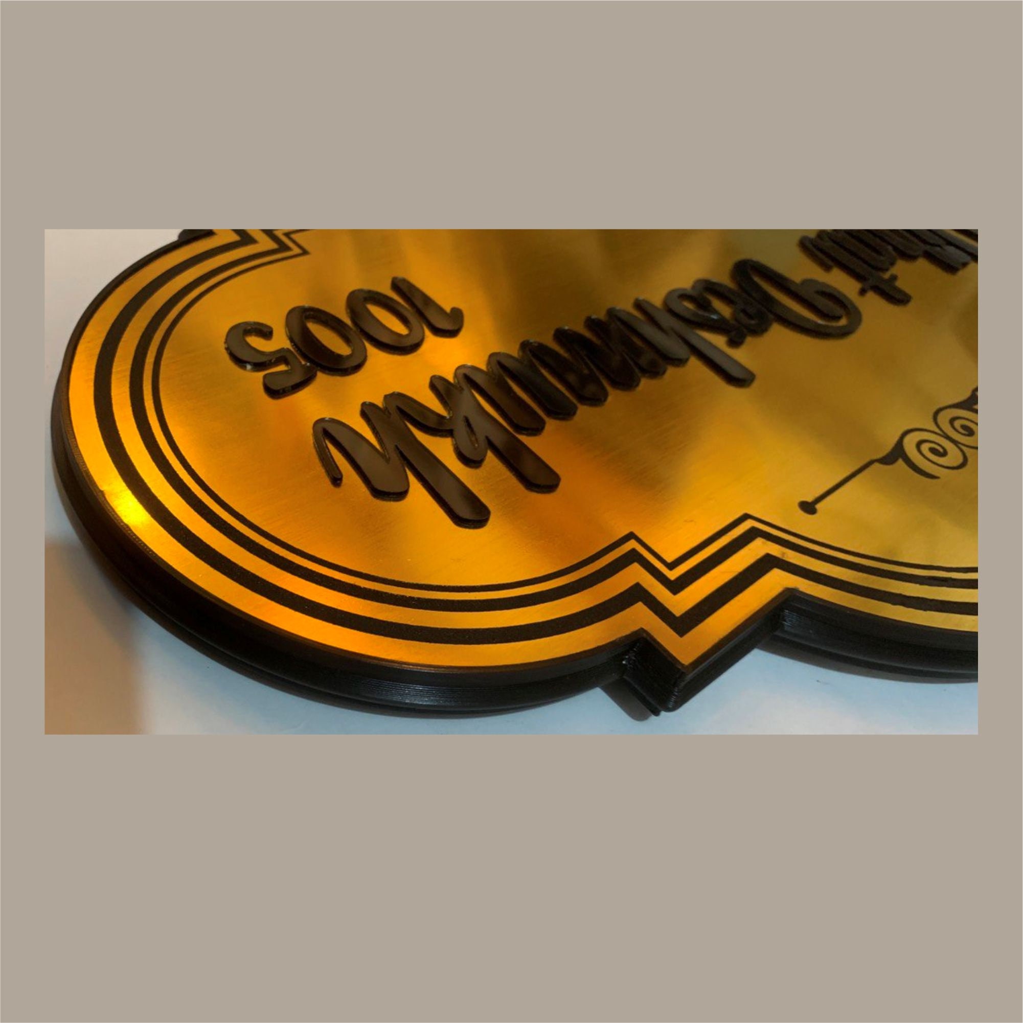 Personalized Gold Brushed Name Plate Made by Acrylic and 3D Side Wall ...