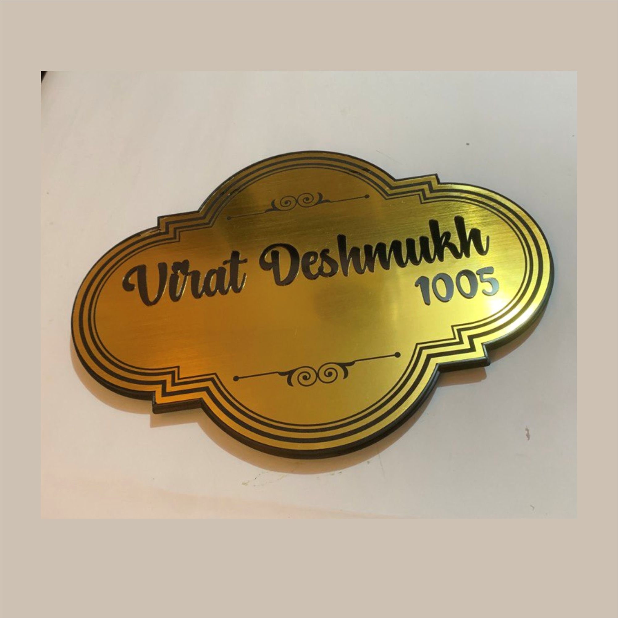 Personalized Gold Brushed Name Plate Made by Acrylic and 3D Side Wall ...