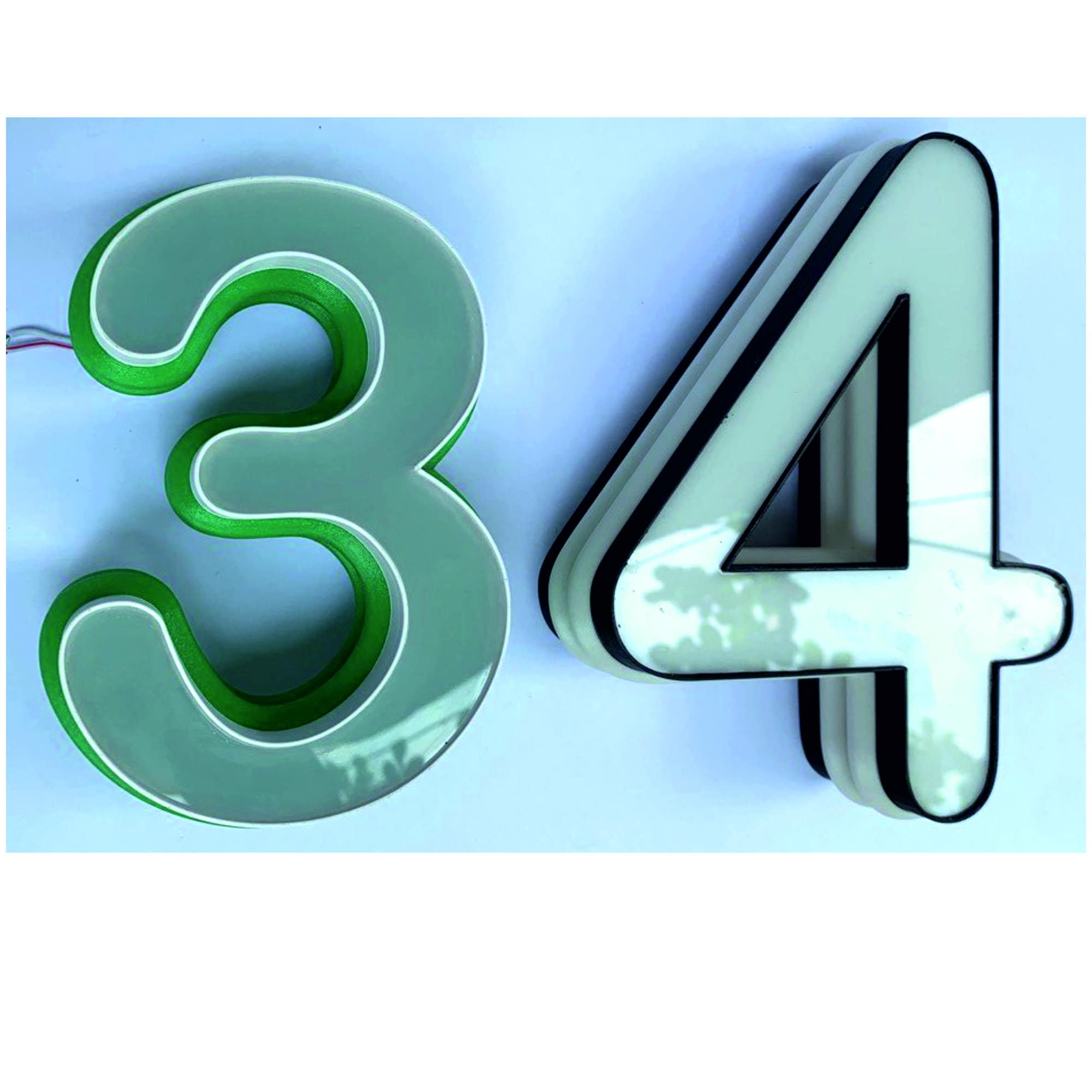 Led 3D Printed House Number With White Color Side Wall - Etsy