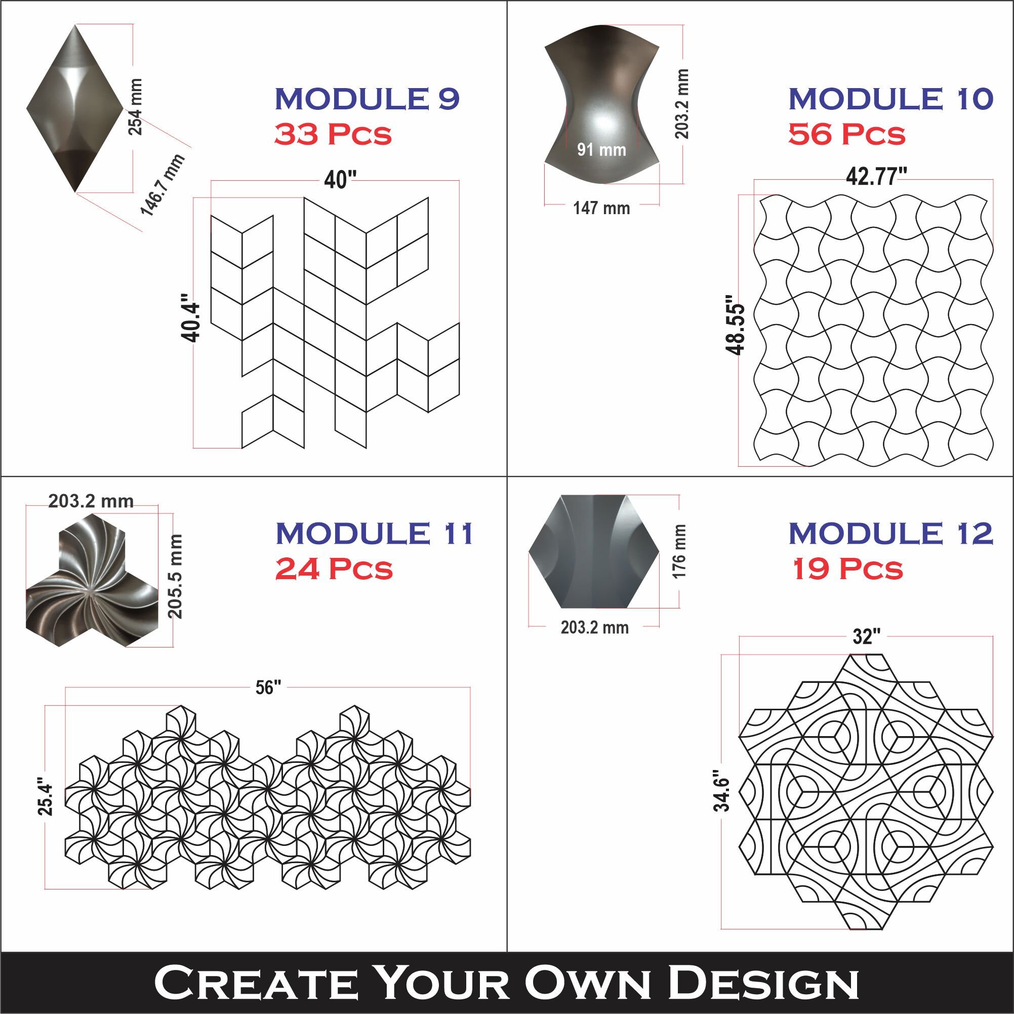 3D ABS Decorative Wall Panels | Wall Tiles | 3D Wall Art Design Modern ...