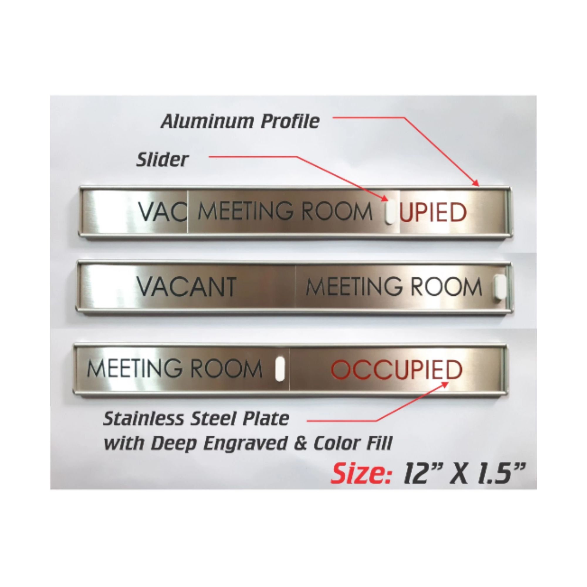 Meeting / Conference / Room VACANT / OCCUPIED Slider Door Nameplate ...