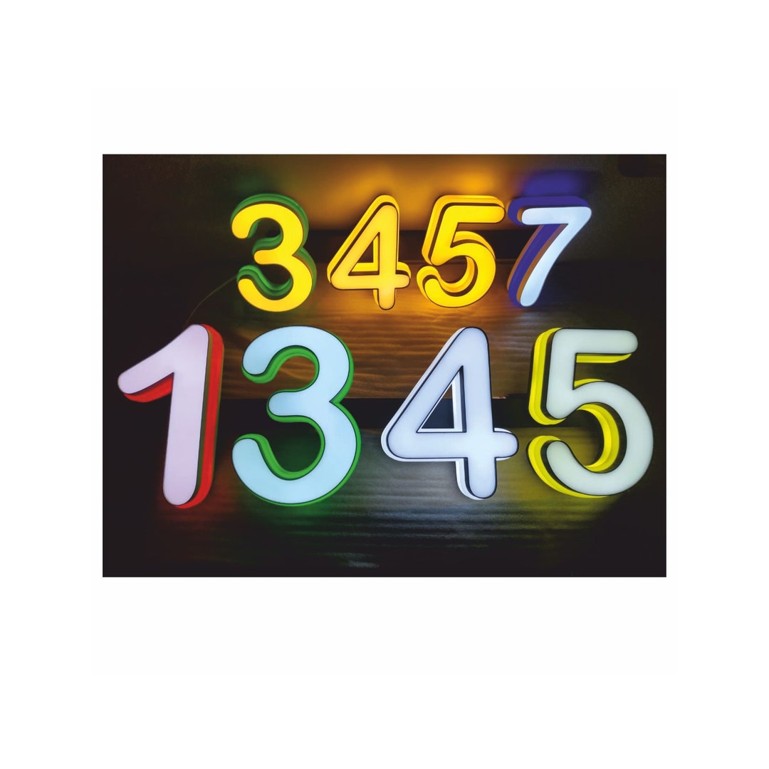 Led 3D Printed House Number With Black Color Side Wall - Etsy
