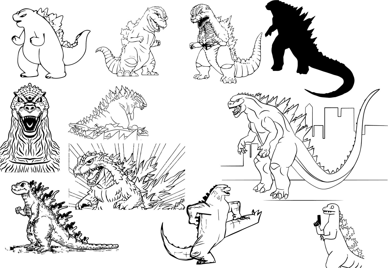 11 Godzilla SVG Godzilla Silhouette Godzilla Cut File | Etsy