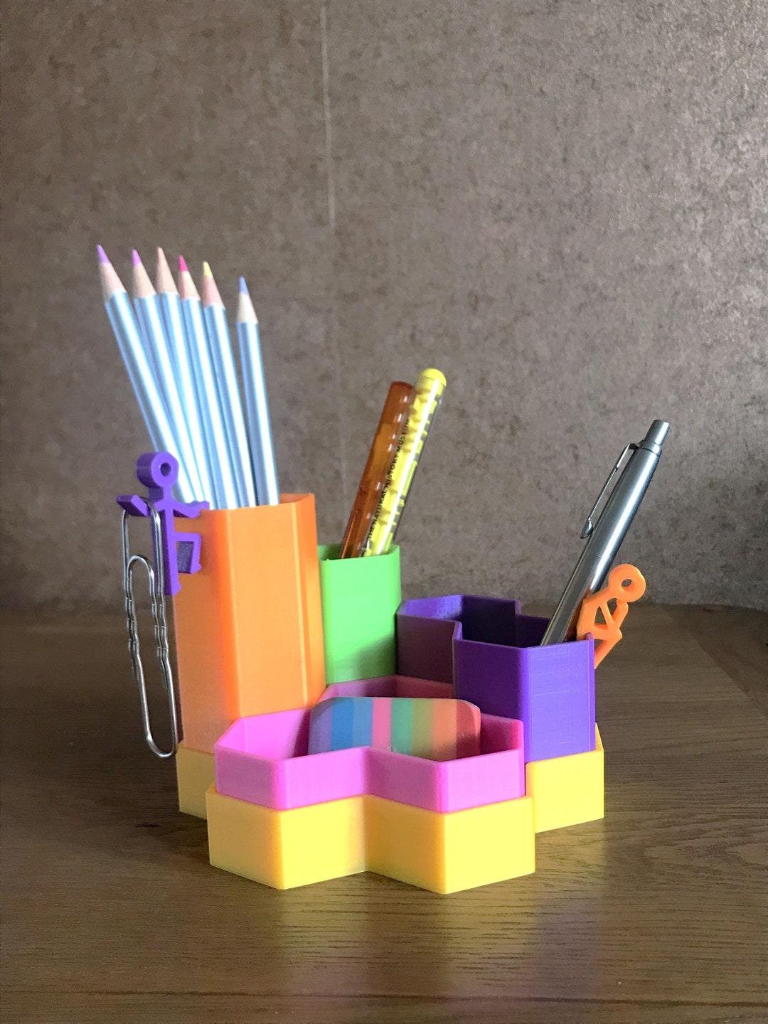 Colorful Modular Desk Organizer: 3D Printed Pen & Pencil Holder - Etsy