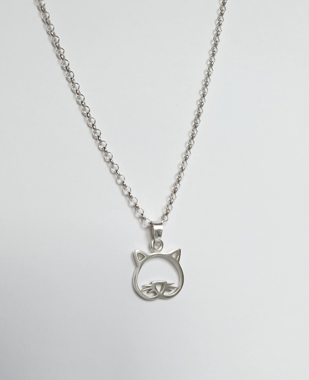 Silver Cat Necklace, Tiny Cat Pendant, Silver Kittypendant, Cat Lover ...