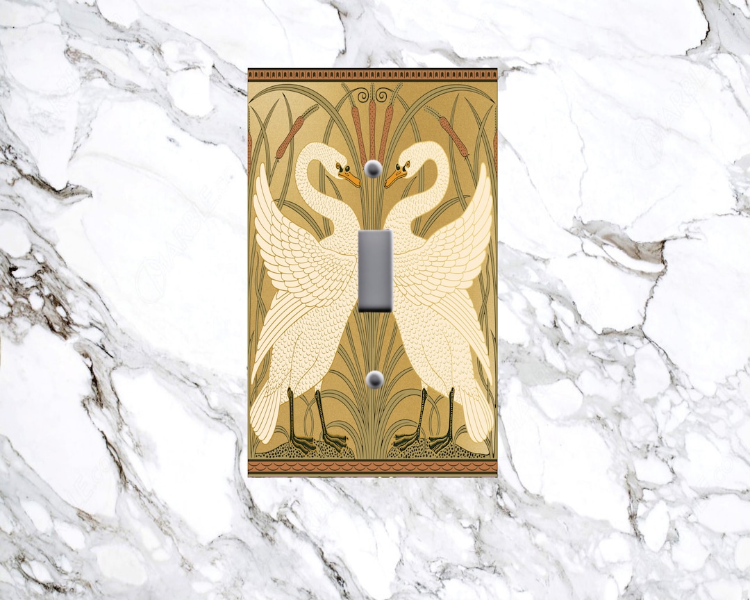 Vintage Art Nouveau Swans GOLD Home Decor Electric Light Switch Plate ...