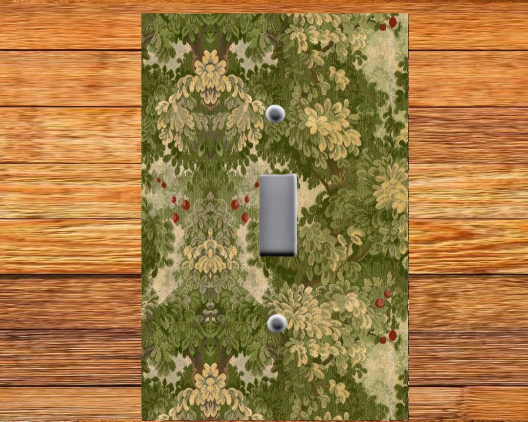 Scalamandre Raphael Forest Green Image on Light Switch Plate Cover ...