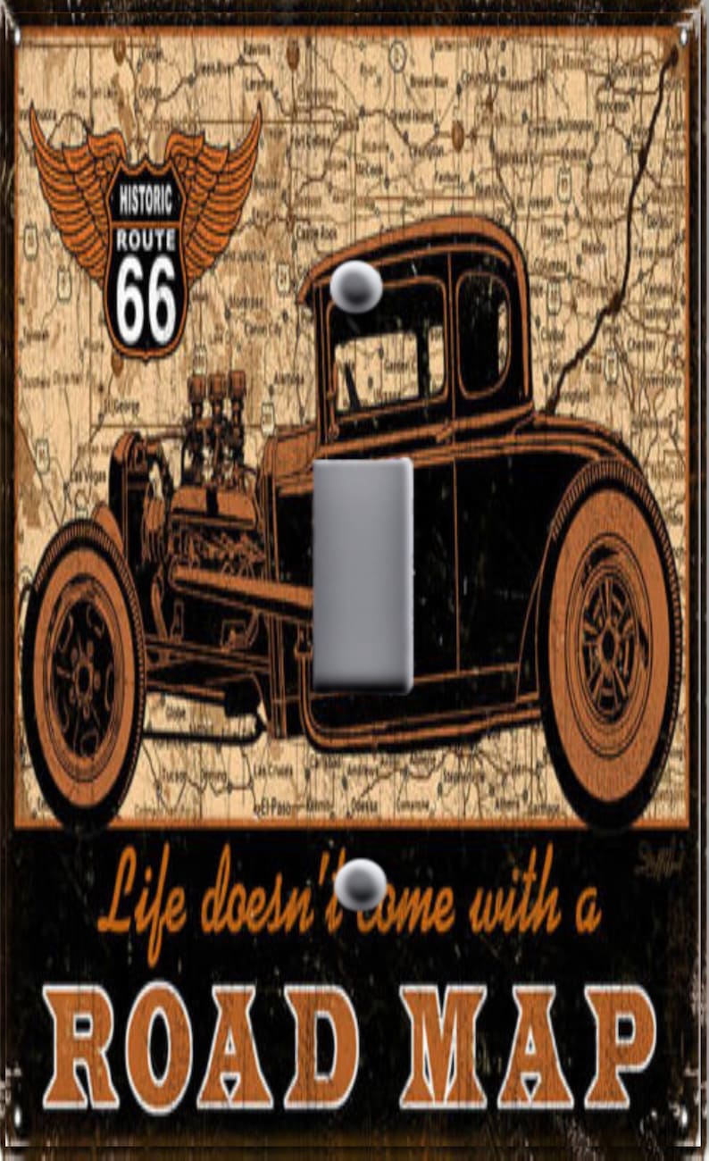 Route 66 Hot Rod Road Map Light Switch Plate Cover Home Decpr ...