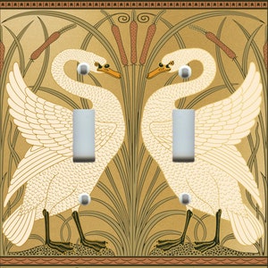 Vintage Art Nouveau Swans GOLD Home Decor Electric Light Switch Plate ...