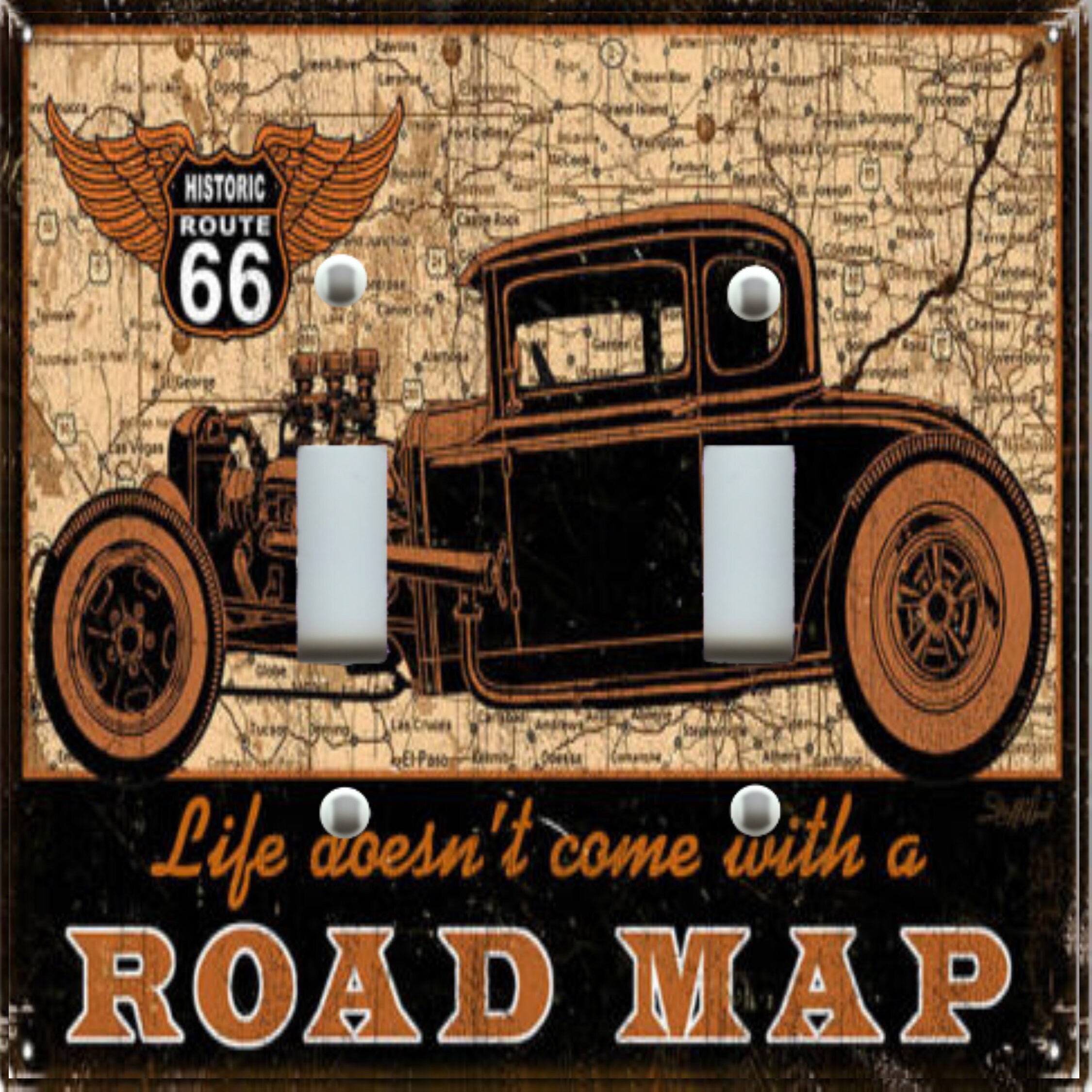 Route 66 Hot Rod Road Map Light Switch Plate Cover Home Decpr ...