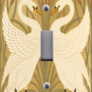 Vintage Art Nouveau Swans GOLD Home Decor Electric Light Switch Plate ...