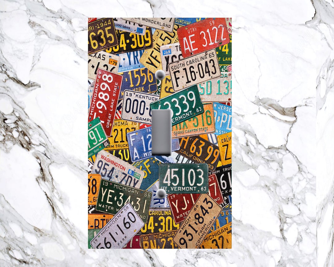 License Plate Tags Man Cave Electric Light Switch Plate Cover ...