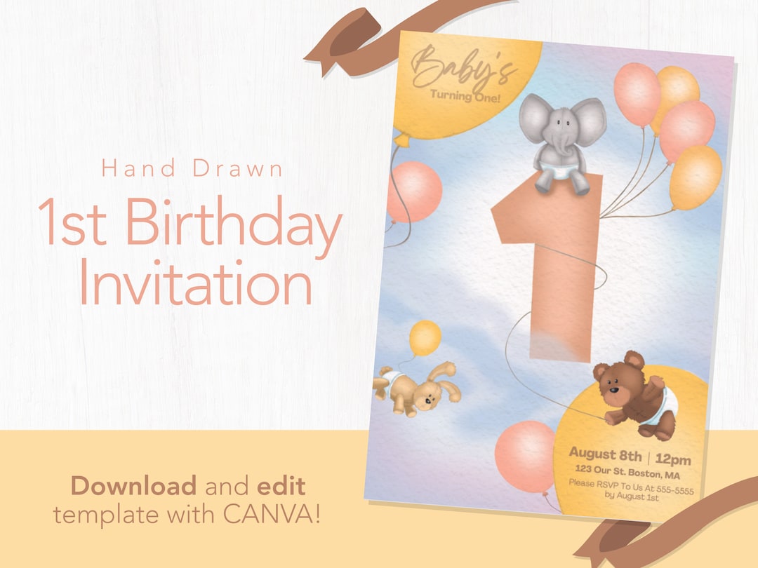 Baby's First Birthday Party Invitation - Instant Download and Edit With ...
