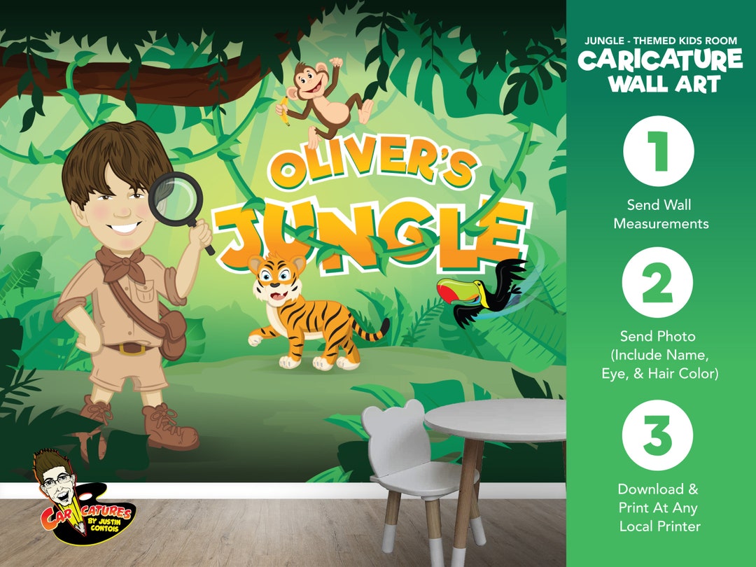 Kid's Room Caricature Wall - Jungle Theme - Etsy