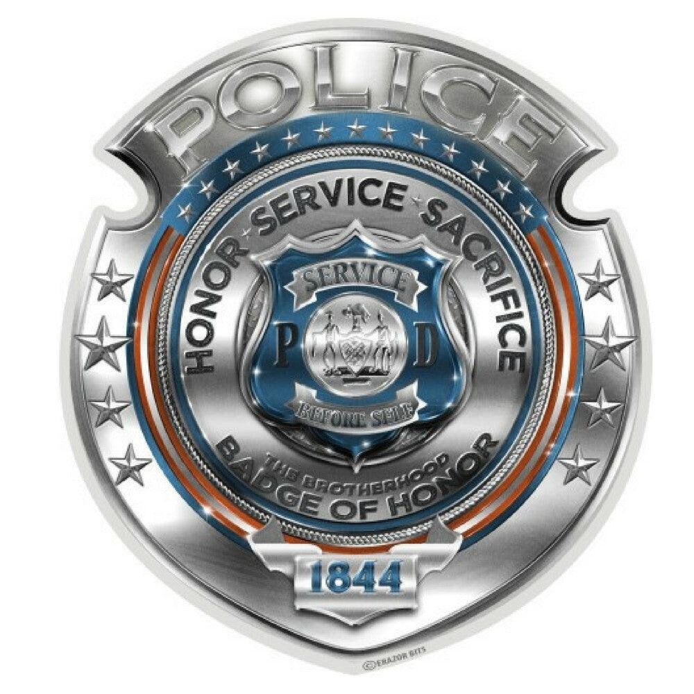 Chrome Police Badge Decal - Etsy